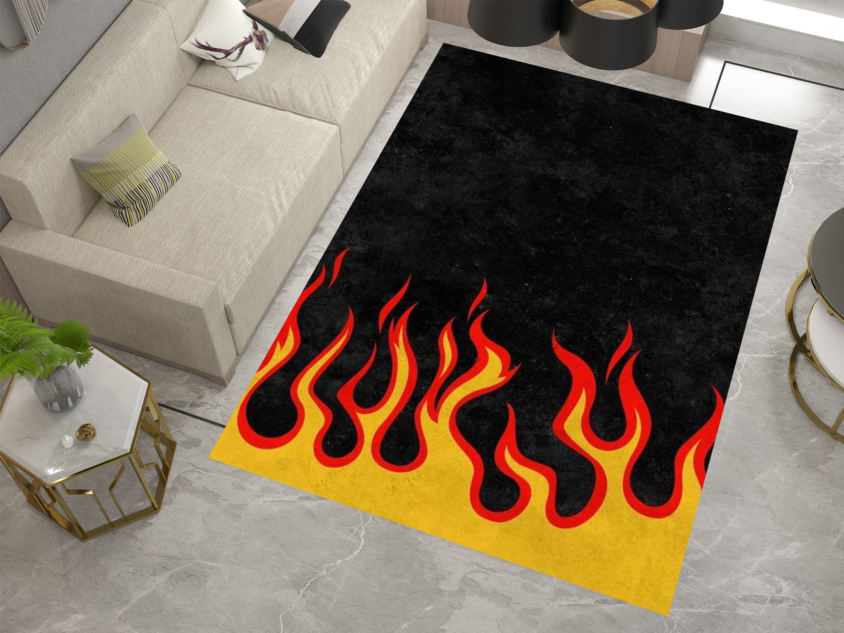 Flaming Cool Rug - Bold Fire-Inspired Design Flame Carpet – Duct Rug Carpet