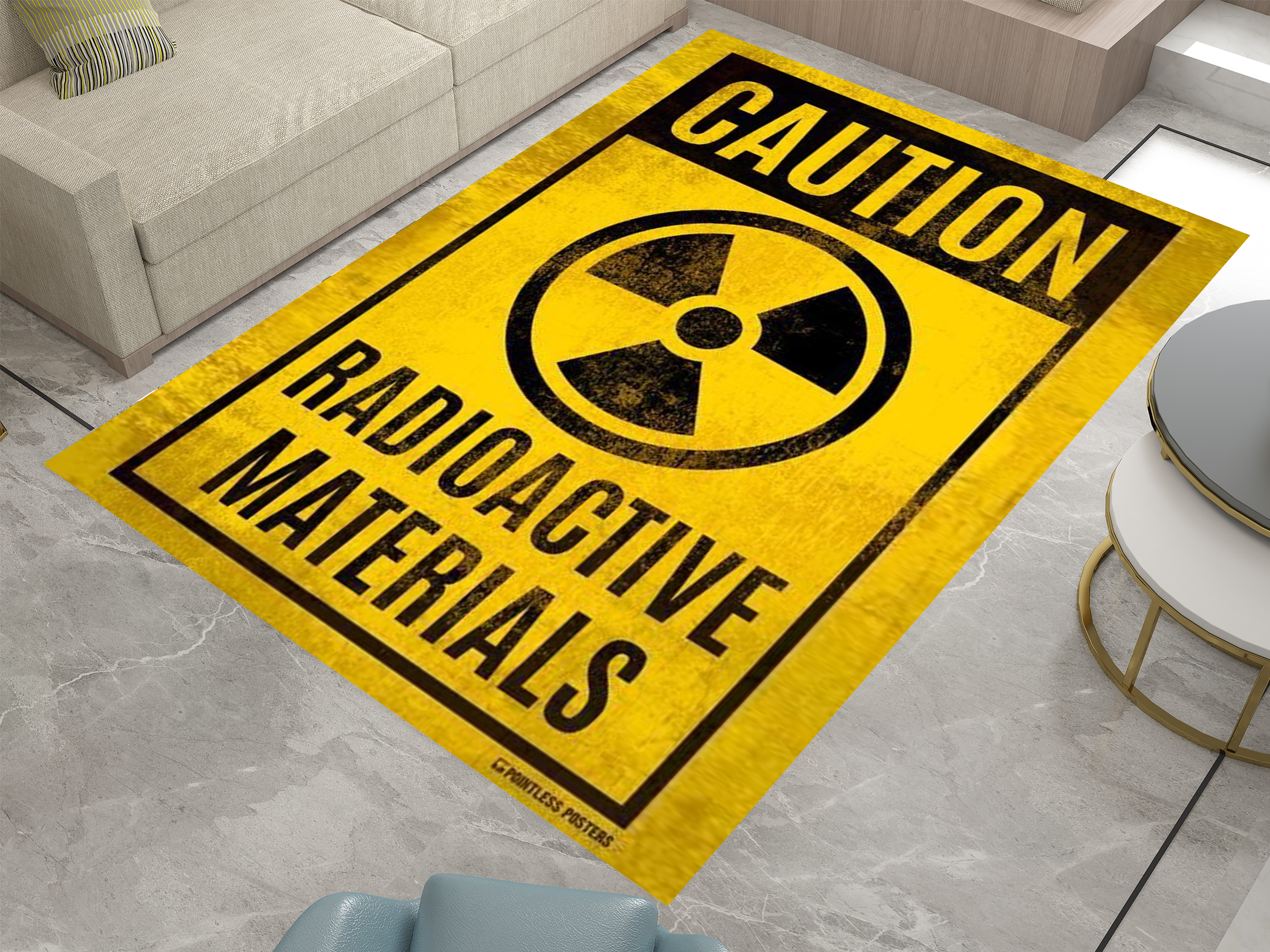 Caution Radioactive Materials Rug - Bold Industrial Warning Sign Desig ...
